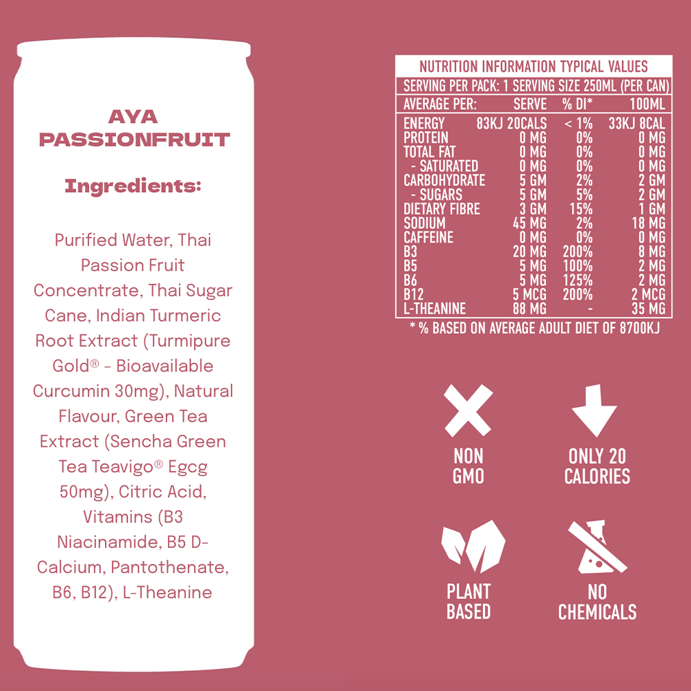 AYA - Sparkling Turmeric Blend - Passion Fruit (250ml) 8932761993455 ...