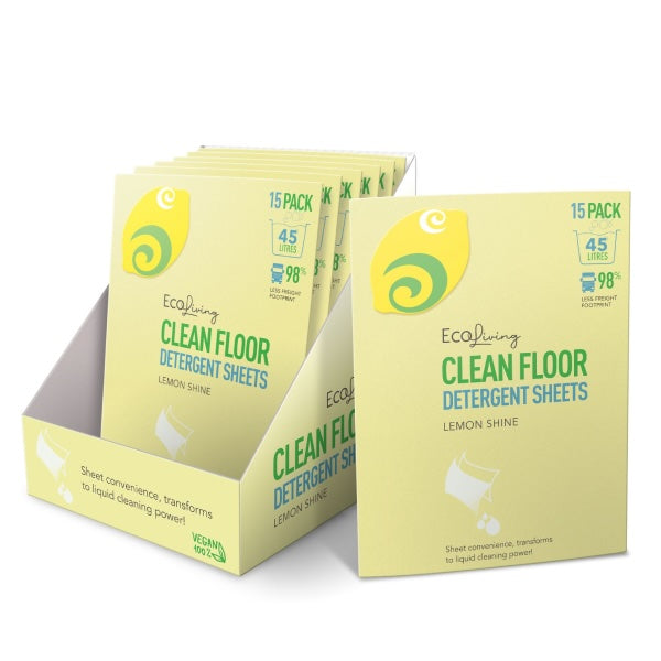 EcoLiving Clean Floor Detergent Sheets - Lemon Shine (15 sheets ...