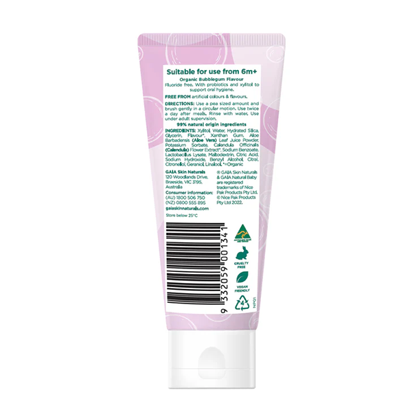 GAIA Natural Probiotic Toothpaste - Bubblegum (50g) 8713293136111 ...